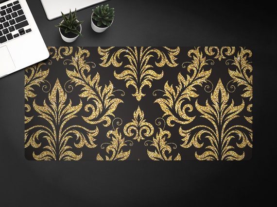 Royal Floral Golden Desk Mat Gold Table Protector | Etsy