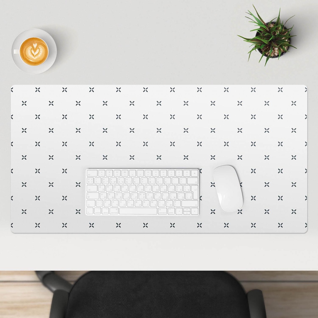 Checkered Polka Dots Desk Mat, White Desk Pad, PVC Table Protector ...
