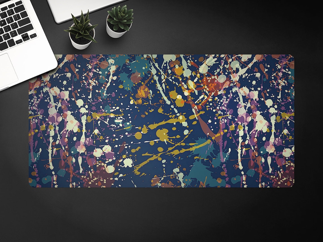 Action Painting Desk Pad, Blue Keyboard Pad, Colorful Desktop Blotter ...