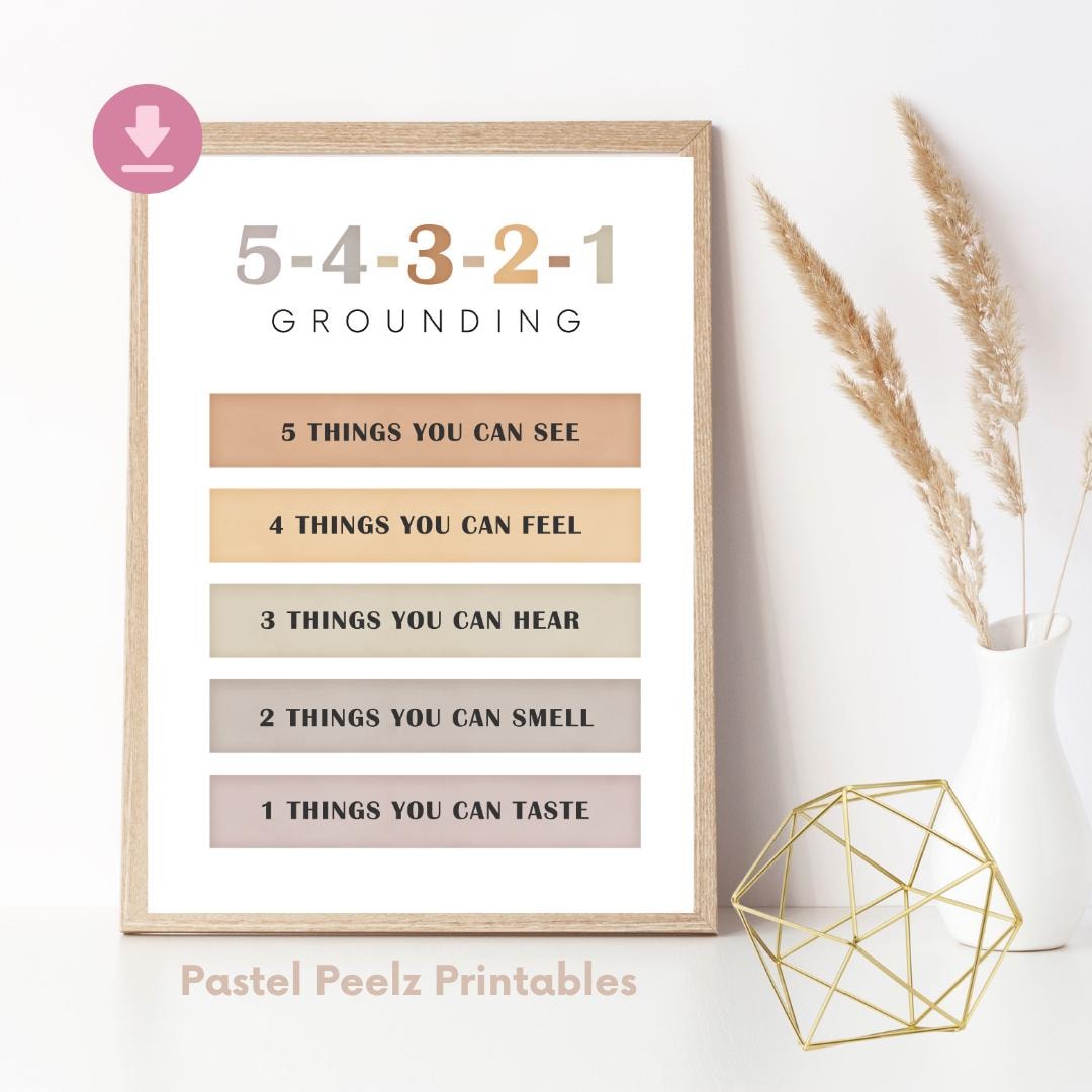 Grounding Technique Exercise Poster 54321 for Anxiety Management School ...