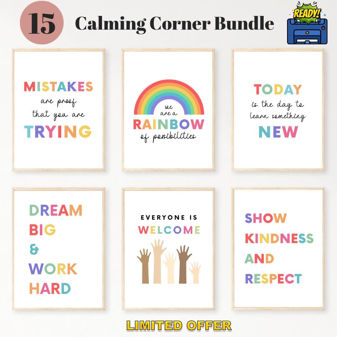 Rainbow Calm Down Posters: Classroom Mental Health Decor (digital ...
