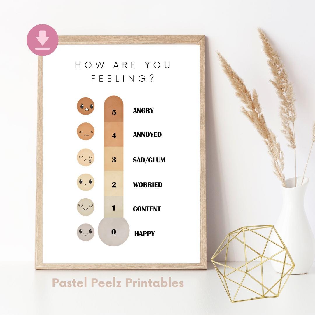 Mood Meter Poster: Feelings Thermometer, SEL Classroom Decor (digital ...