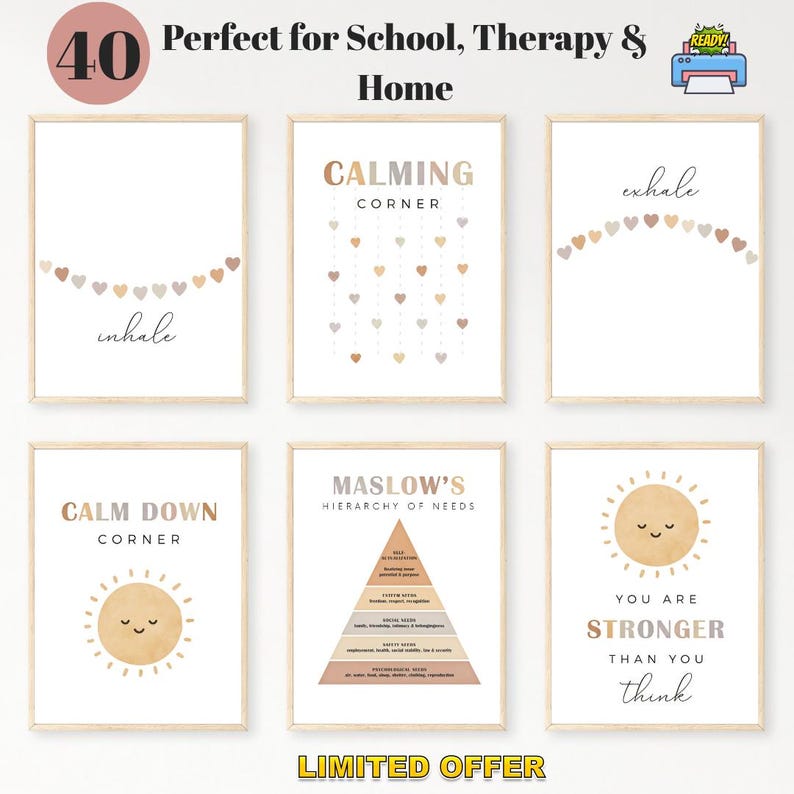 Calm Down Posters: Boho Classroom Decor, Coping Skills (digital ...