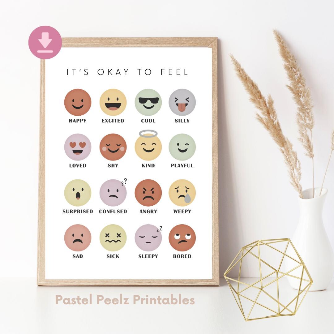 Rainbow Feelings Chart Poster: Boho Classroom Decor (digital Download ...