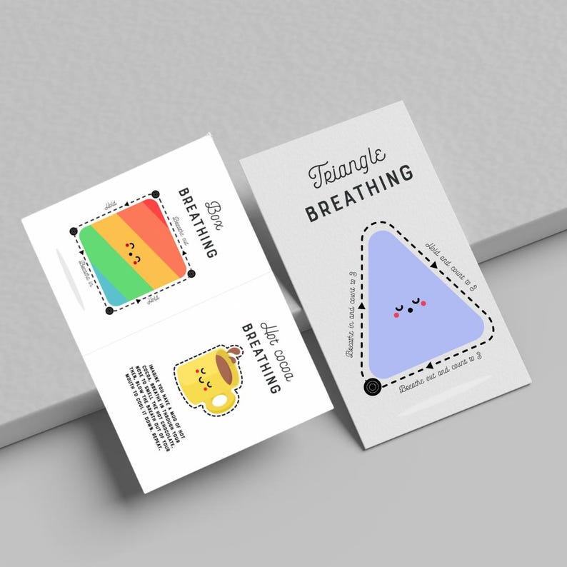 Breathing Exercises Posters & Flashcards: Minimalist Calming Toolkit ...
