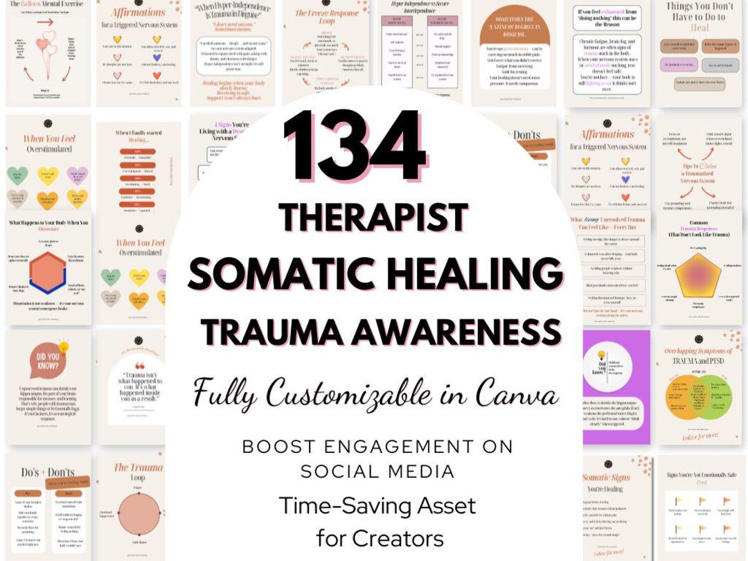 134 Trauma-informed Instagram Templates | Canva Bundle for Somatic ...
