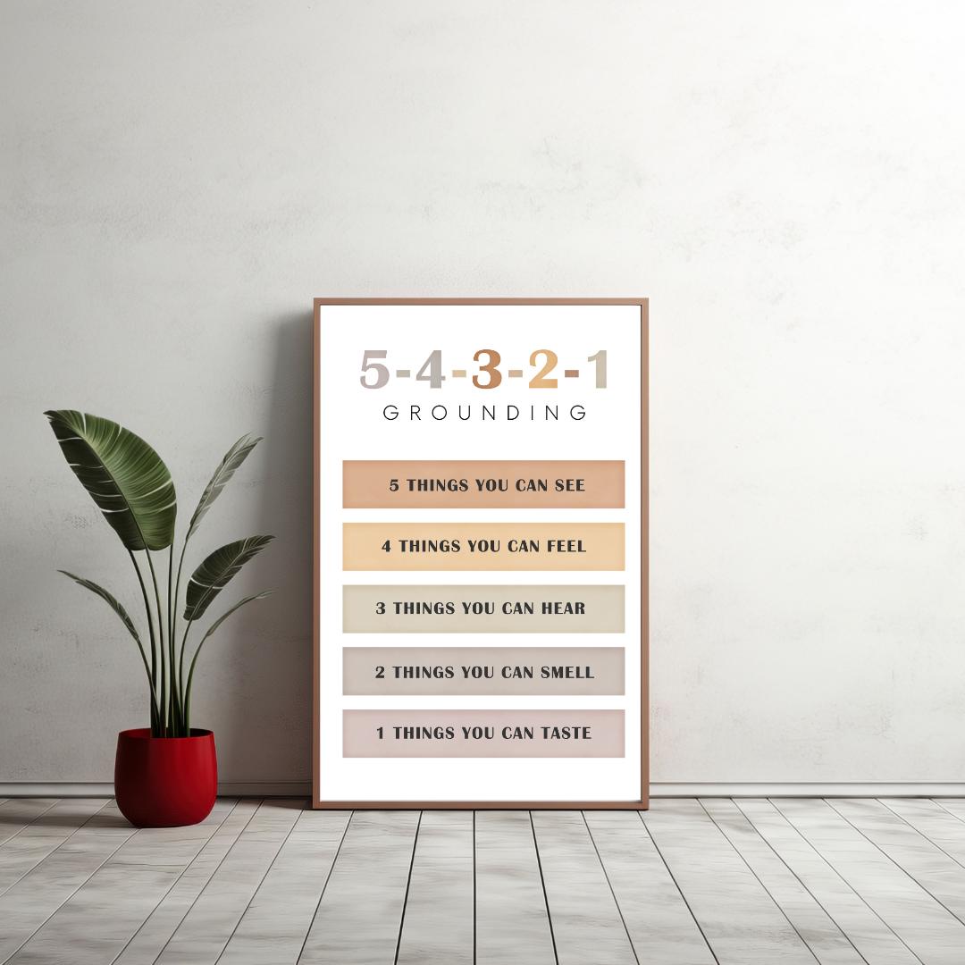 54321 Grounding Technique Poster: Anxiety Relief Coping Skill (digital ...