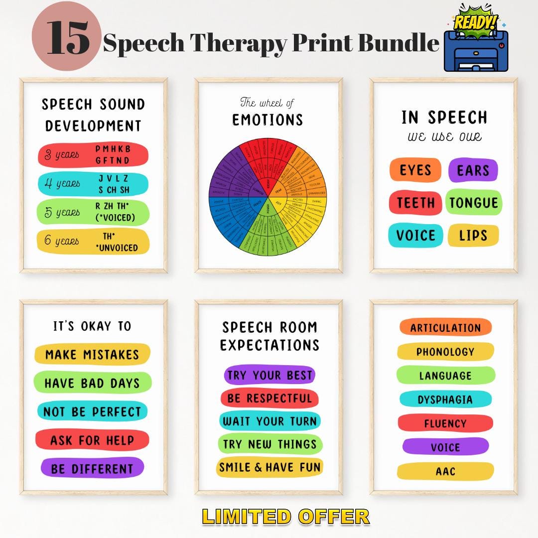 Speech Therapy Room Decor • Speech Therapy Poster Rainbow Color • SLP ...