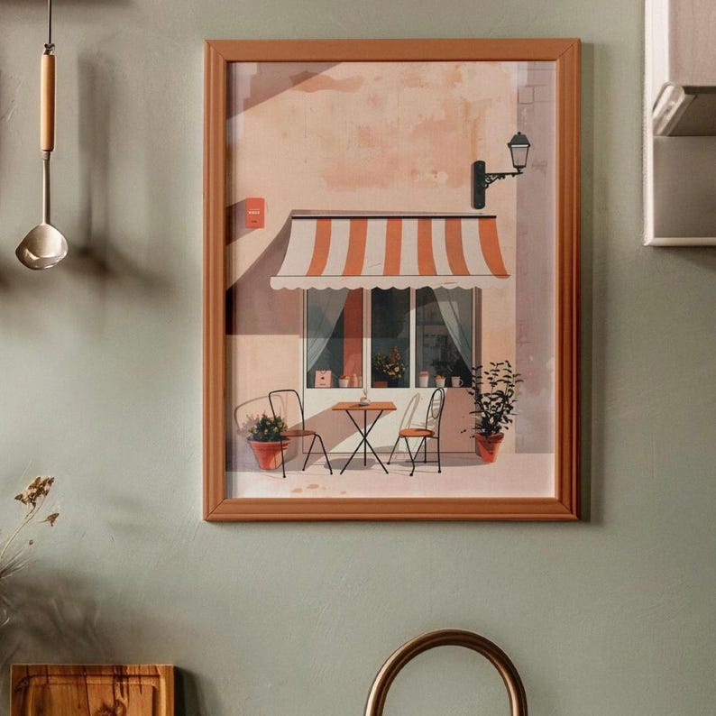 Pastel Cafe Print – Cosy Coffee Shop Art, Soft Pastel Decor, Vintage ...