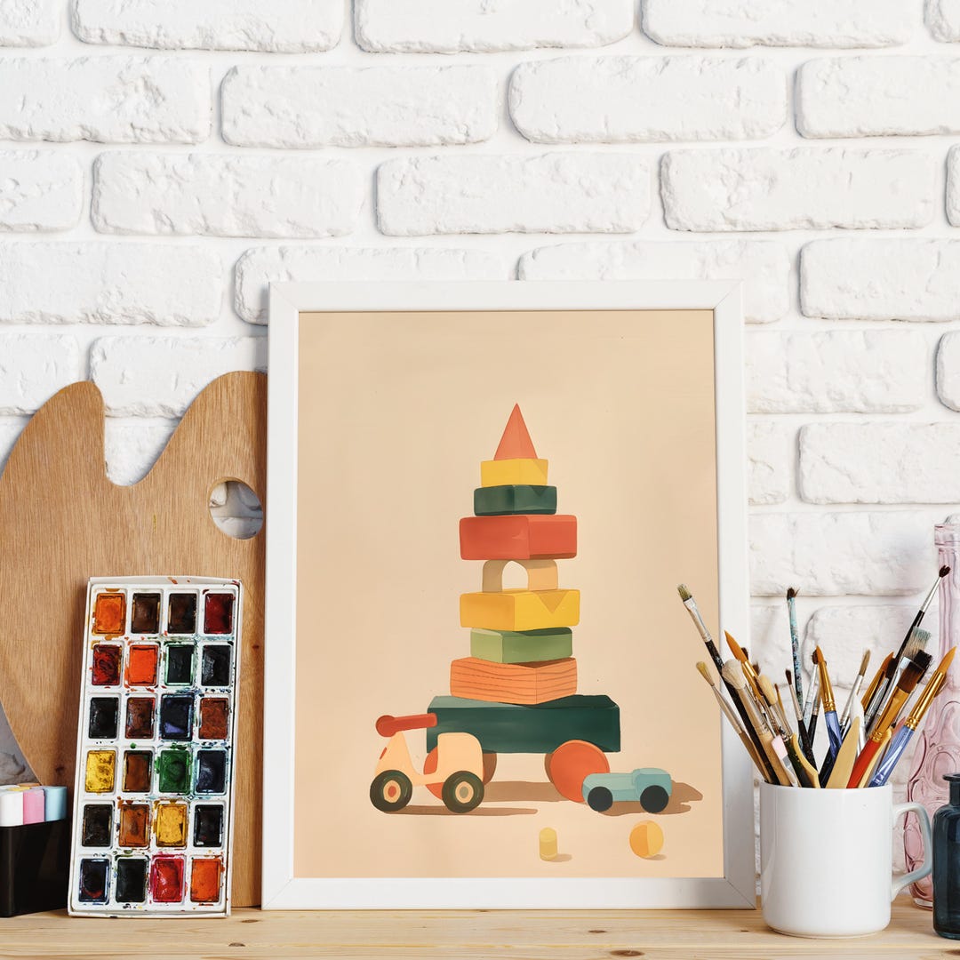 Building Blocks Print – Fun Children’s Room Decor, Colourful Blocks Art ...