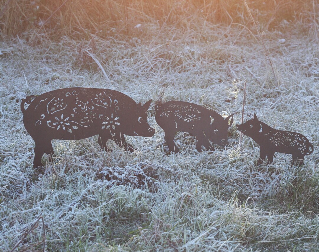 Laser Cut Steel Pig Family Garden Art - Set of 3 - Etsy Schweiz