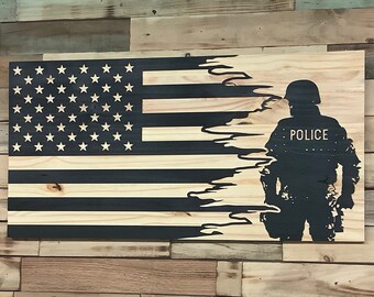 Carved Police Flag - Etsy