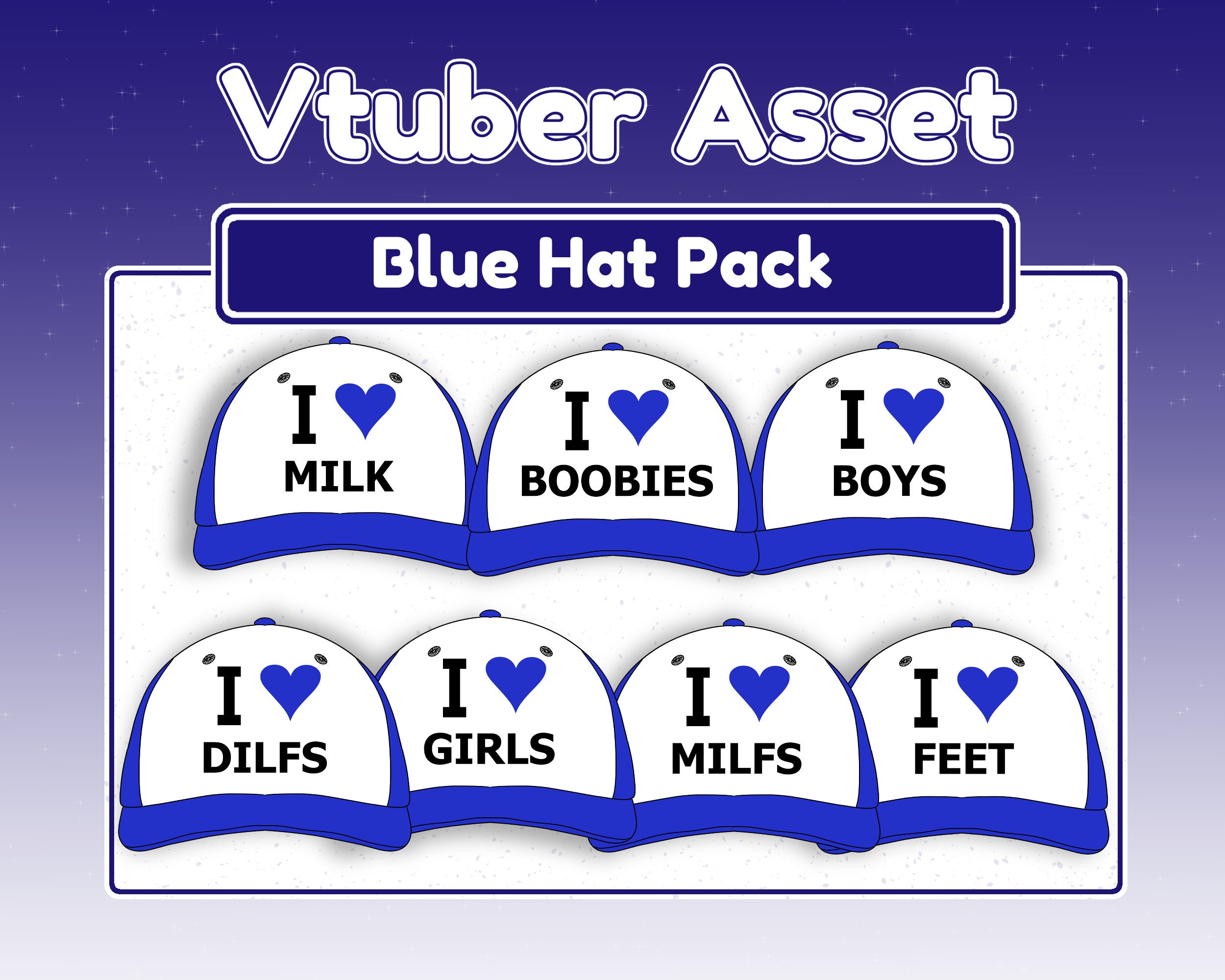 I Heart Hats Vtuber Assets, **11 Variations** Png-tuber, Youtube ...