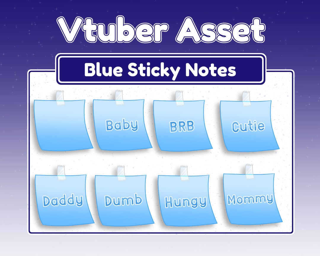 Blue Sticky Notes Vtuber Assets, 7 Colours Png-tuber, Youtube, Twitch ...