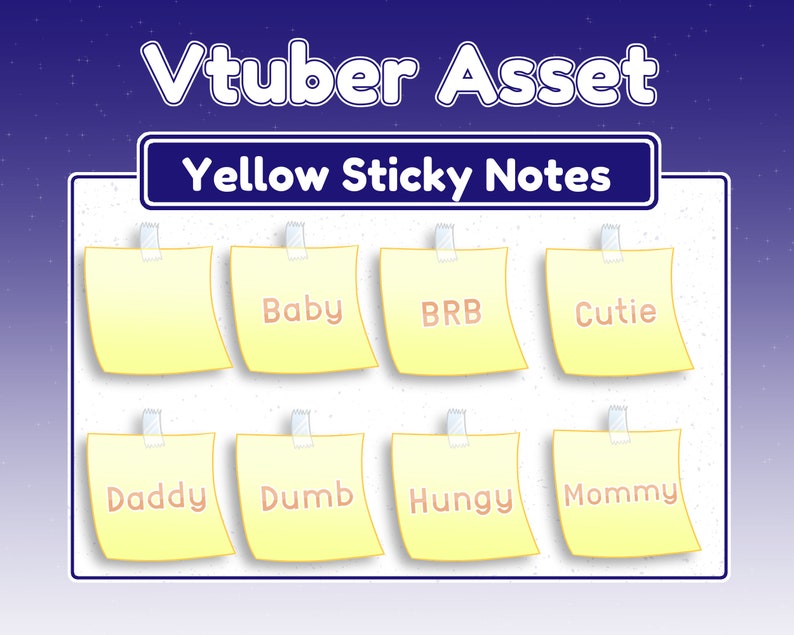 Yellow Sticky Notes Vtuber Assets, 7 Colours Png-tuber, Youtube, Twitch ...