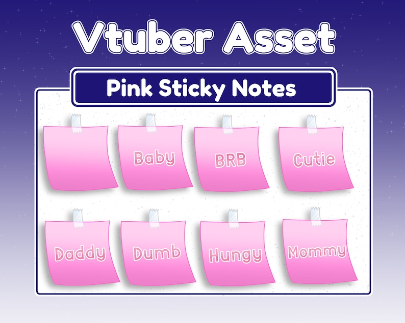Pink Sticky Notes Vtuber Assets, 7 Colours Png-tuber, Youtube, Twitch ...