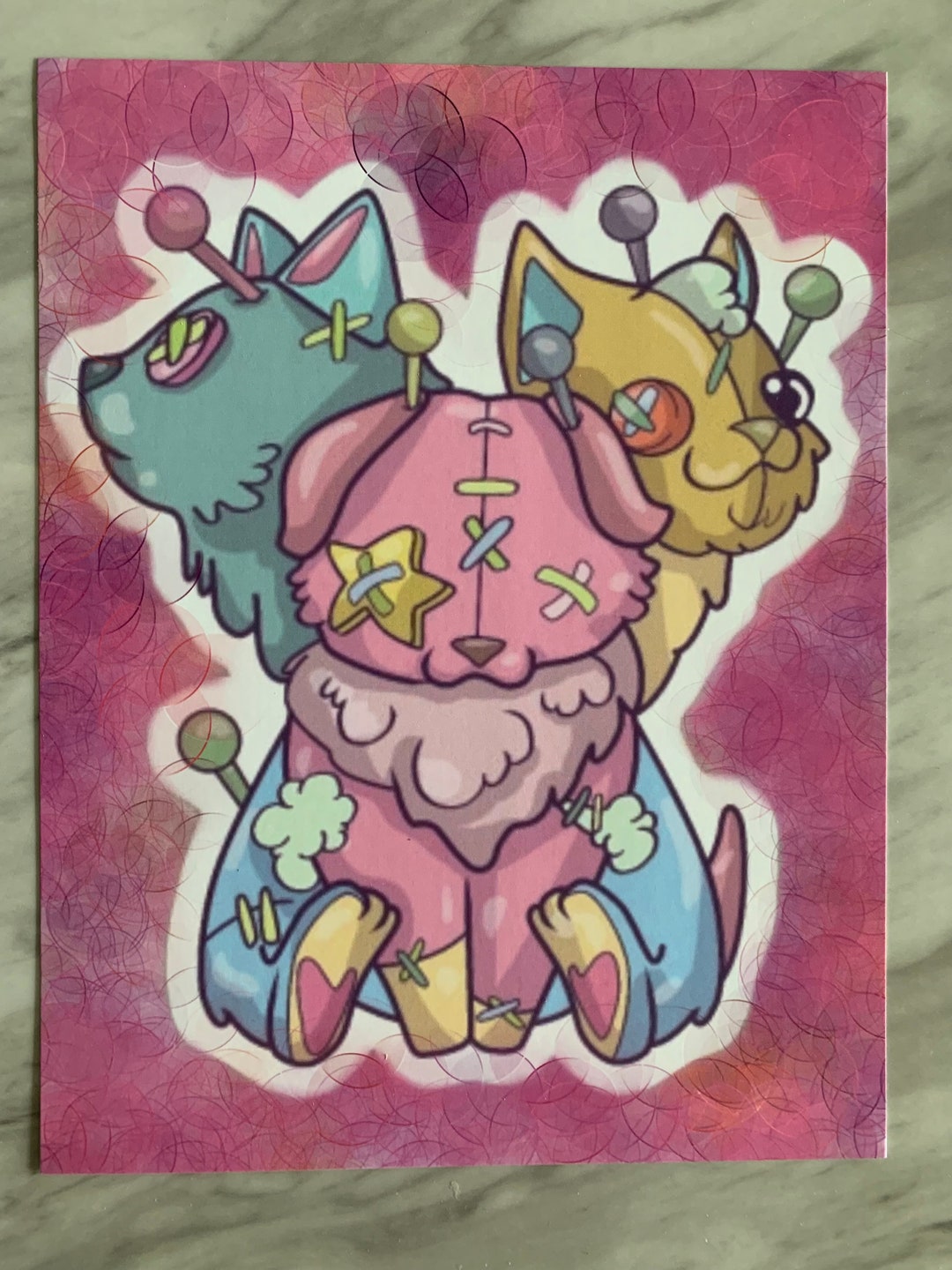 Cute Cerberus Plushie Print - Etsy