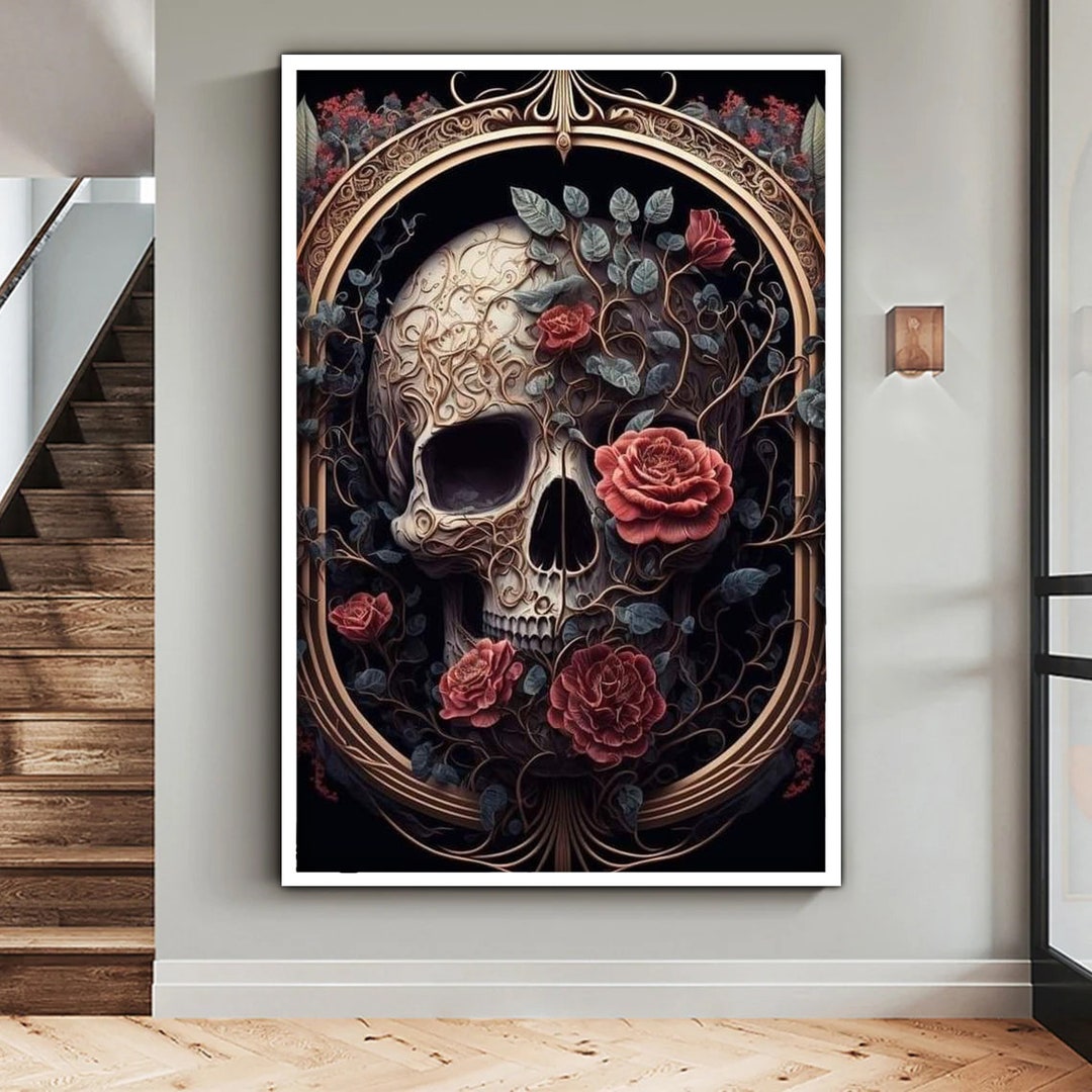 Skeleton Painting Skull Canvas Painting Skeleton Art Canvas - Etsy