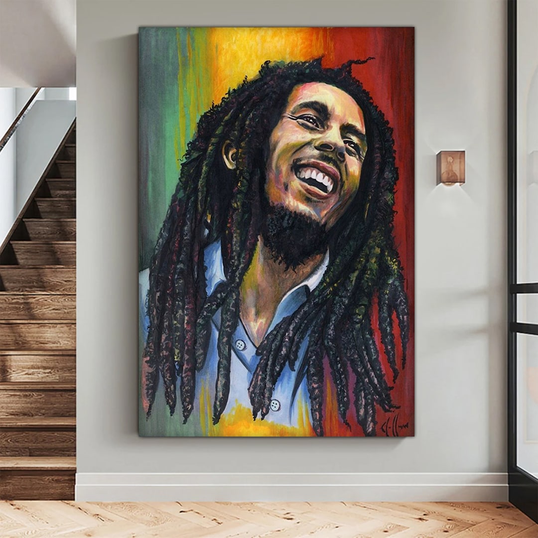 Bob Marley coloré, impression sur toile encadrée Bob Marley, art mural ...
