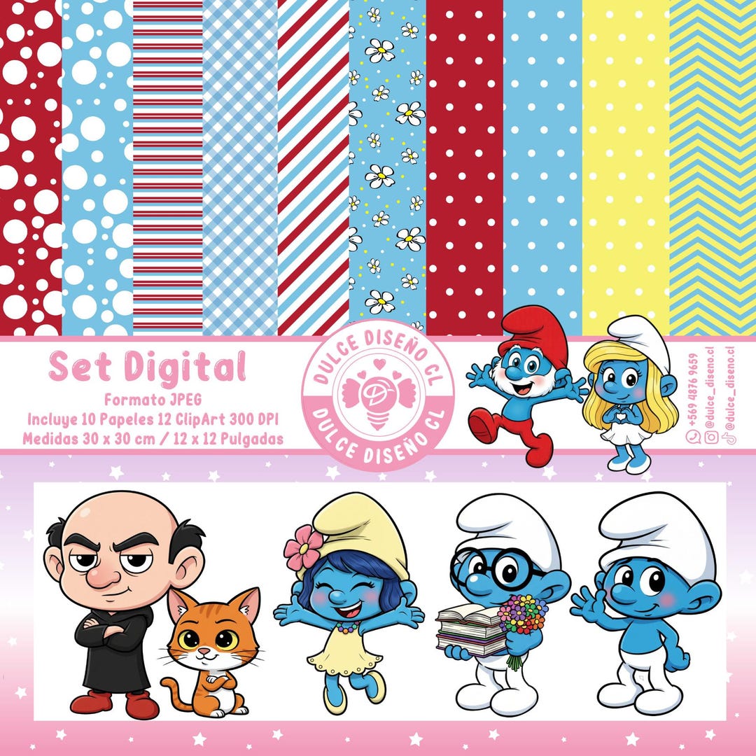 Smurfs Clip Art and Digital Papers - Etsy