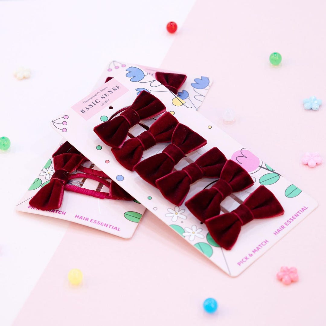 Velvet Hair Bows Set: School Girl Hair Accessories (12 Pcs) - Etsy