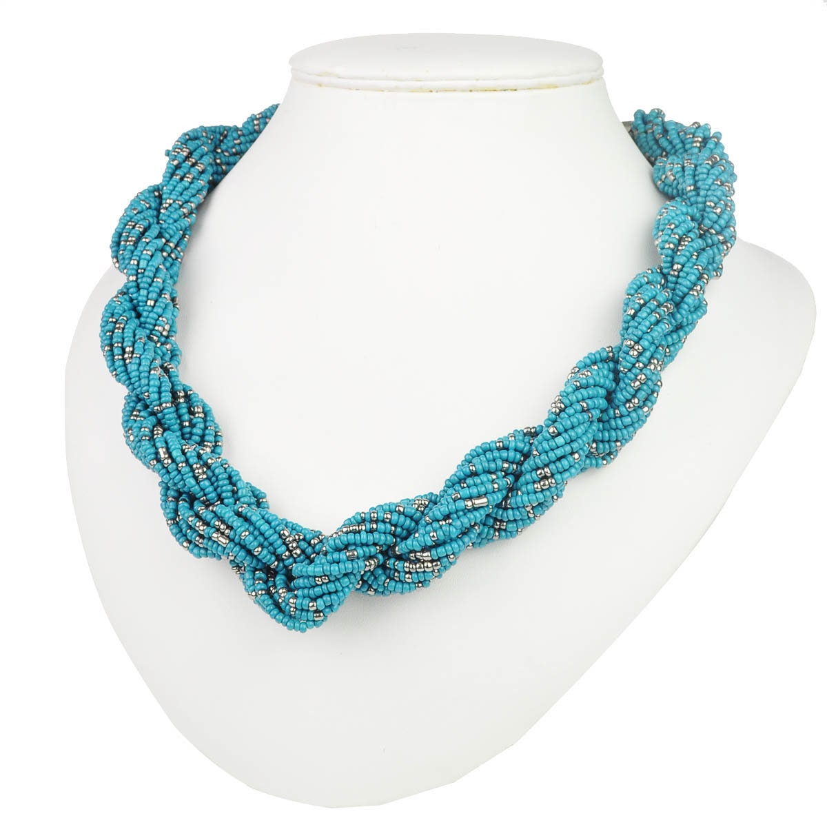 Basicsense Boho Turquoise Seed Glass Beads Glass Braided Necklace ...