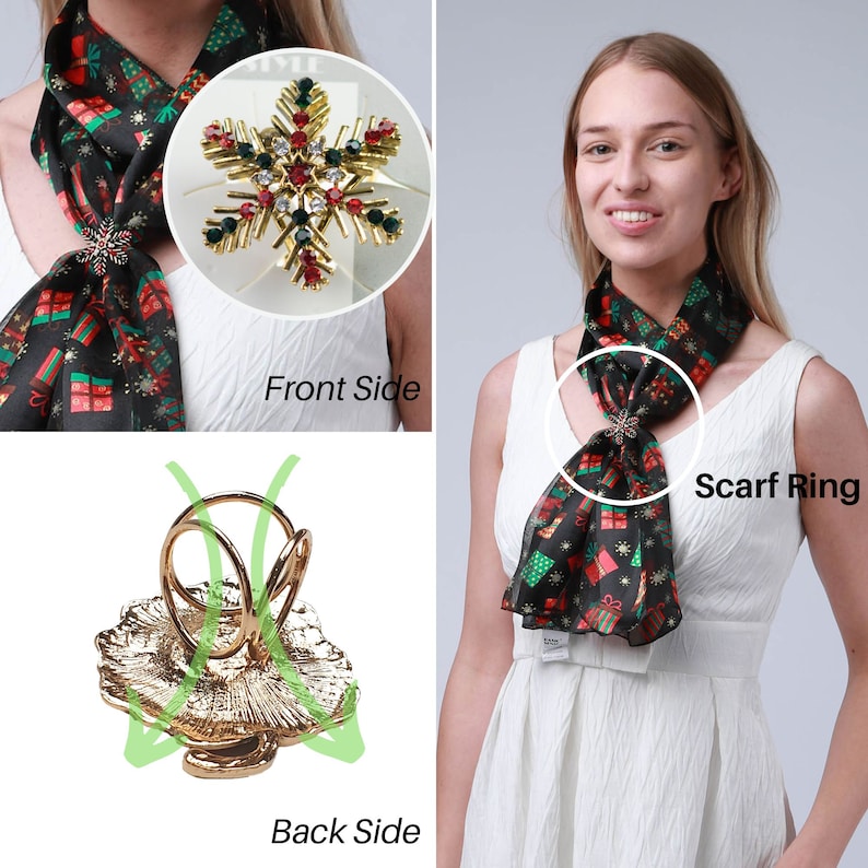 Christmas Scarf: Gingerbread, Reindeer, and Tree Print Silky Satin ...