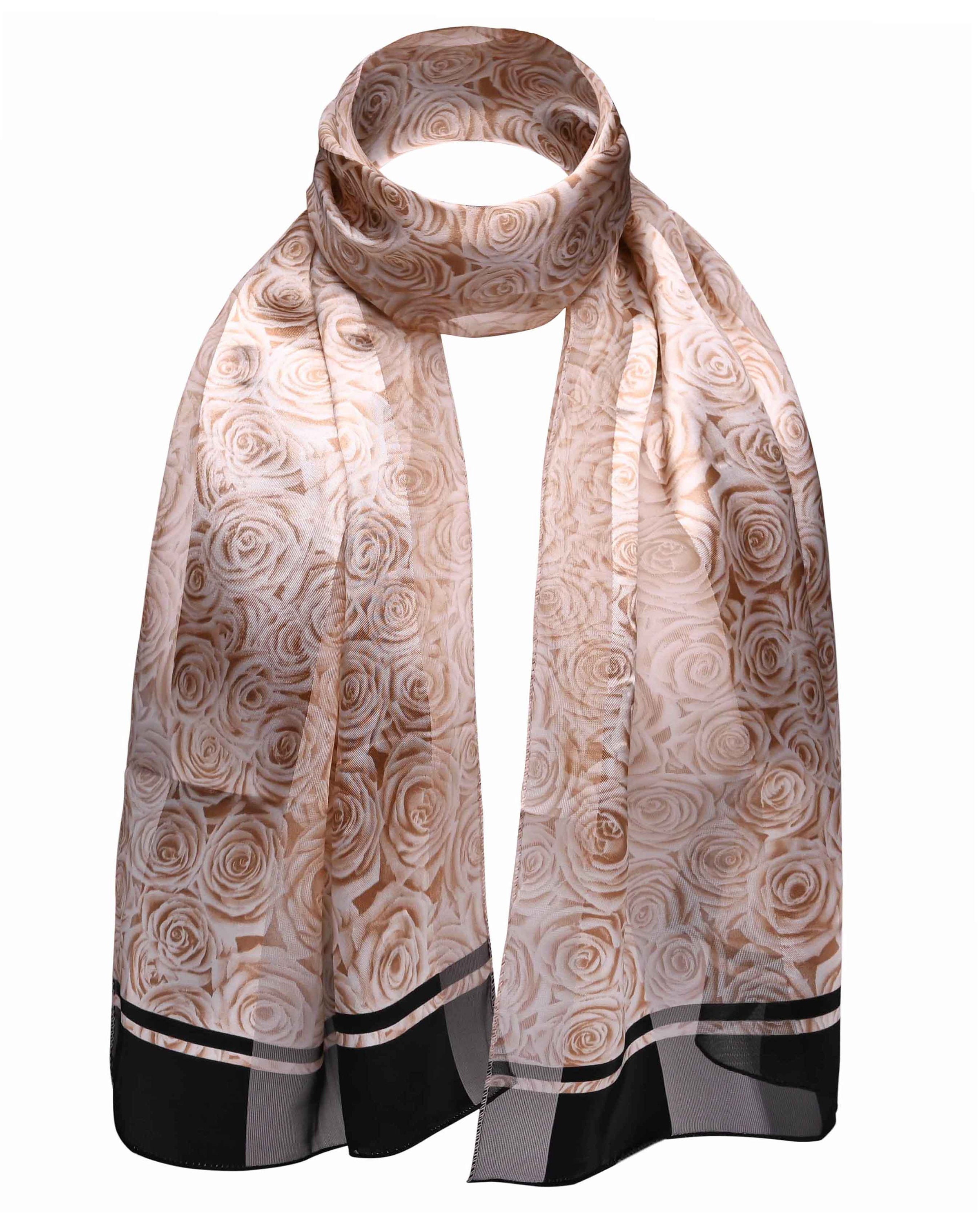 Rose Print Scarf Lover Satin Flower Neck Scarves for Women, Valentines ...