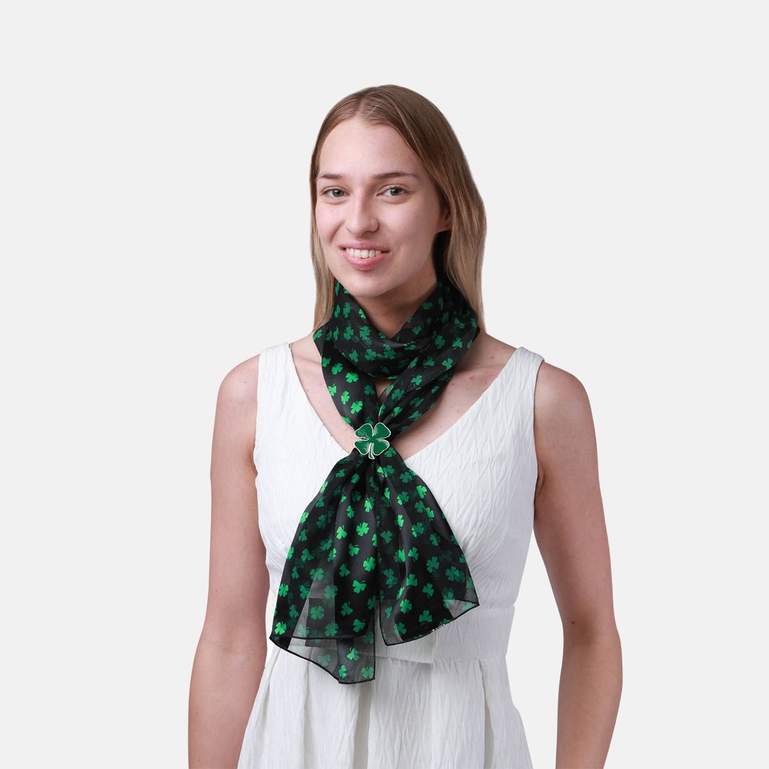 Basicsense Shiny Celtic Irish Shamrock Scarf, Rhodium Silver Scarf Ring ...