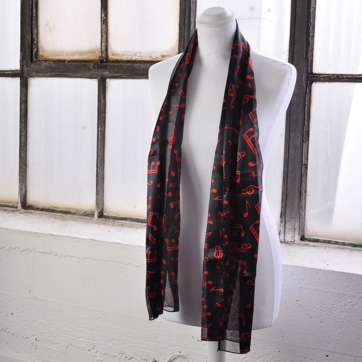 Women's Satin Music Scarf With Clef Note Design, Ideal for Choir ...