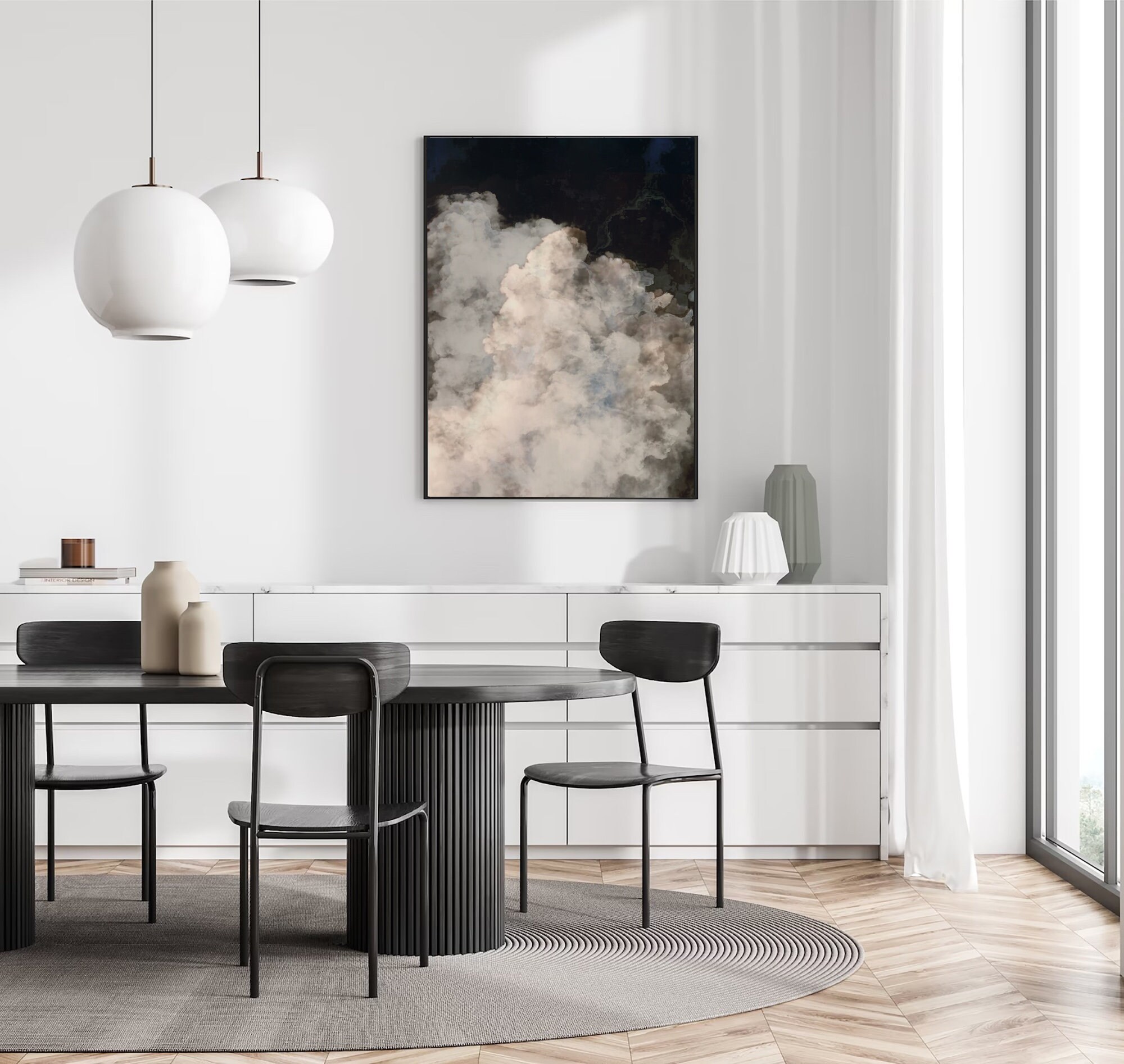 Cloud Print, Black and White, Printable Poster, Large Abstract Prints ...