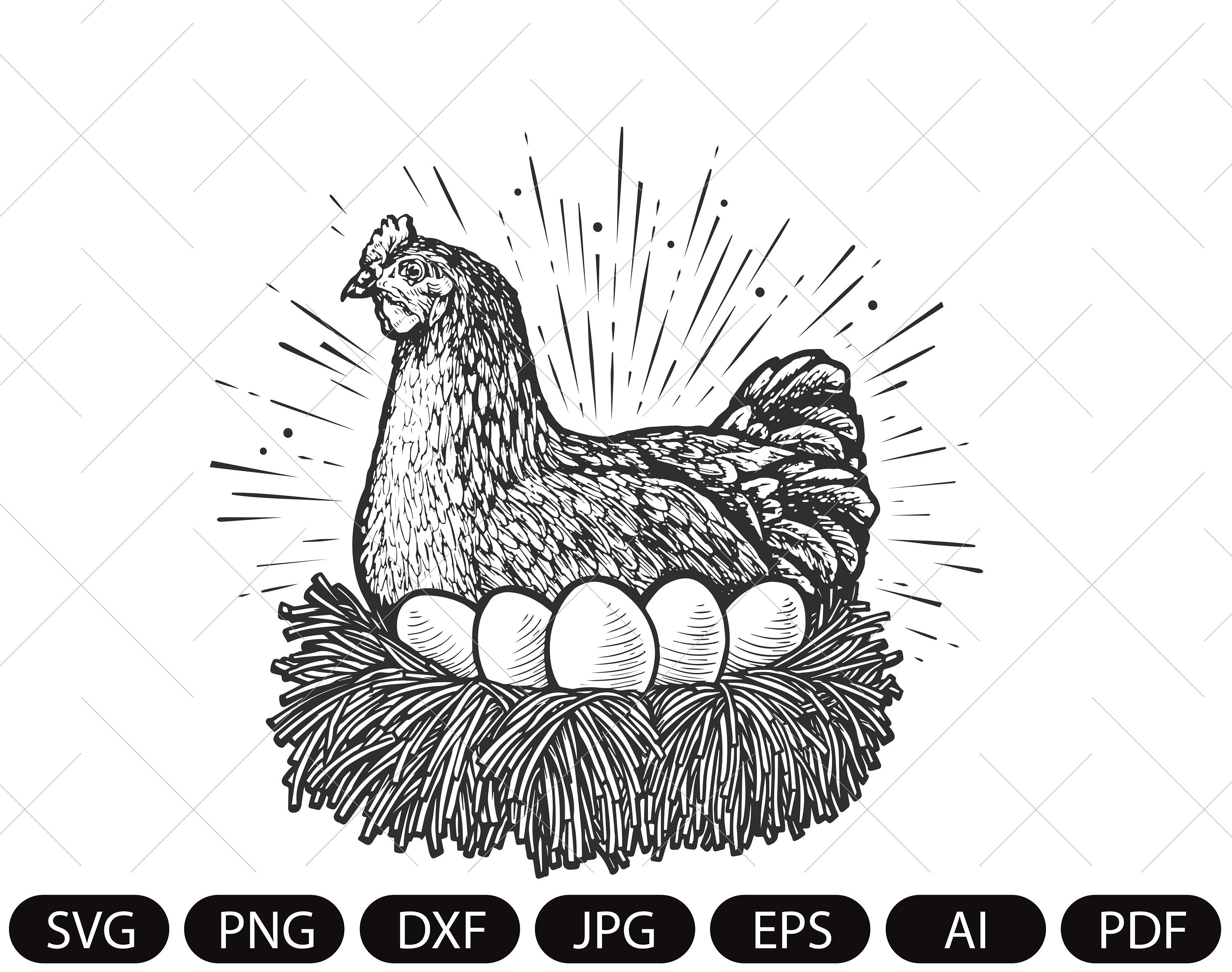 Hen Laying Eggs in Nest. Hen Clipart. Instant Digital Download SVG EPS ...
