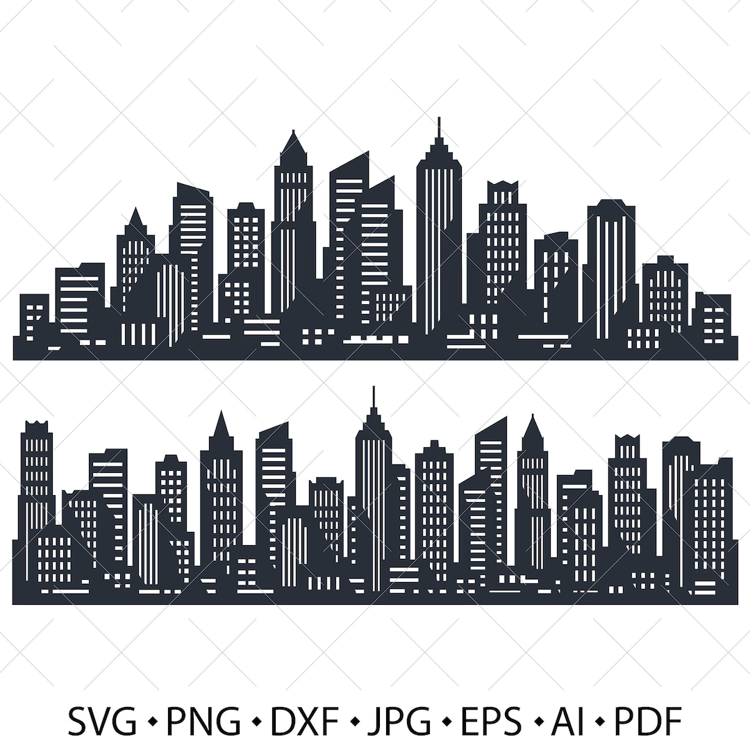 City Silhouette Vector. Horizontal City Landscape SVG. Downtown ...