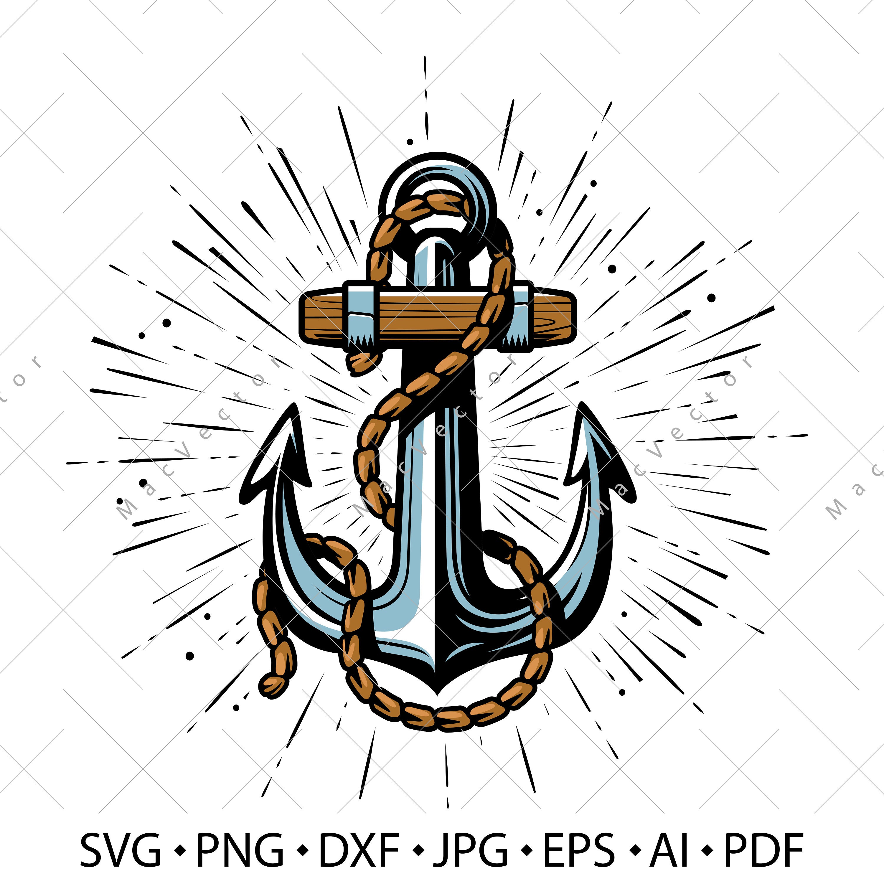 Anker Retro Vektor. Skizze vintage. Marine symbol SVG. Anker Zeichnung ...