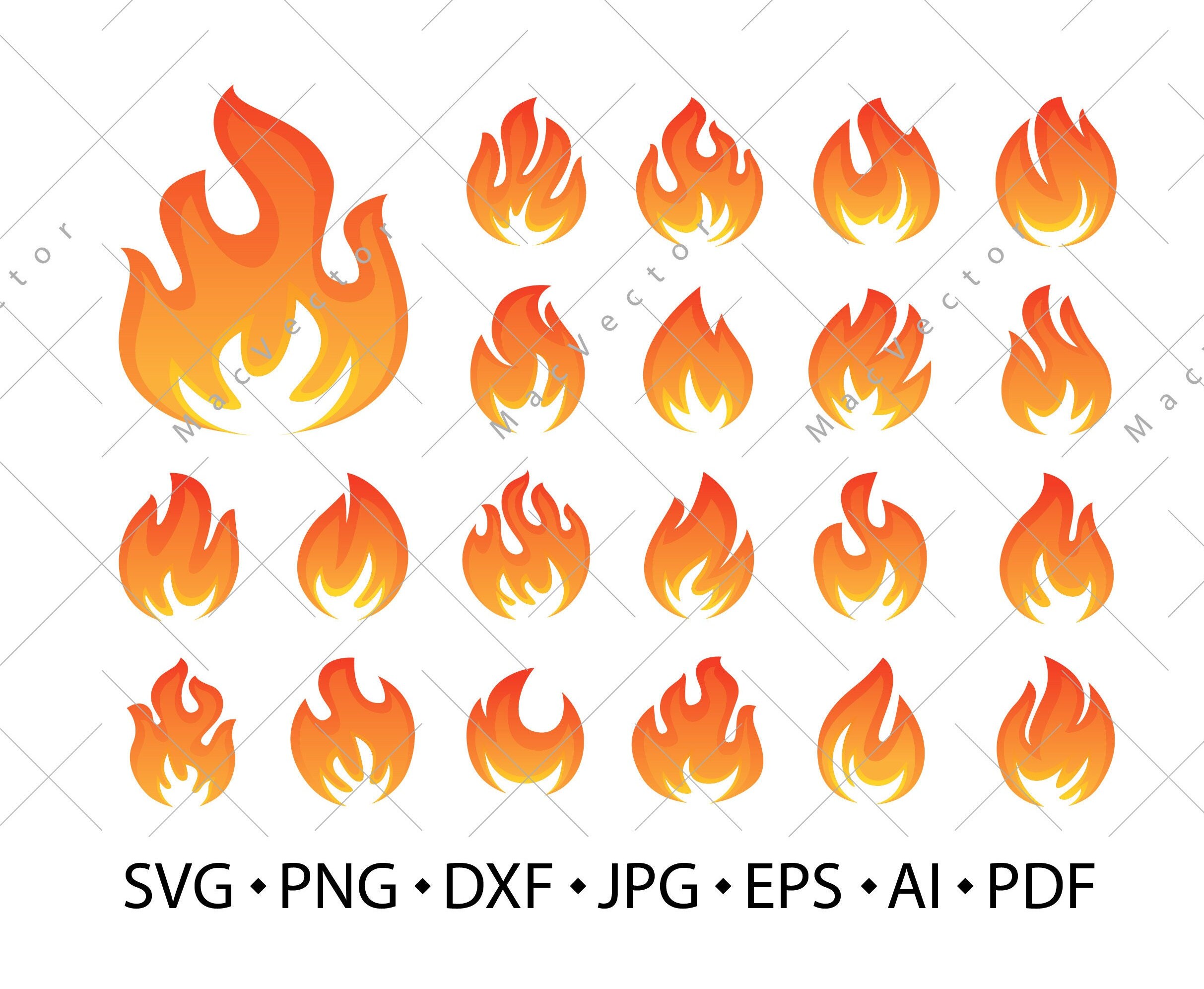 Flame, Red Hot Bonfire Set SVG. Blazing, Burning Heat Fire. Ignition ...