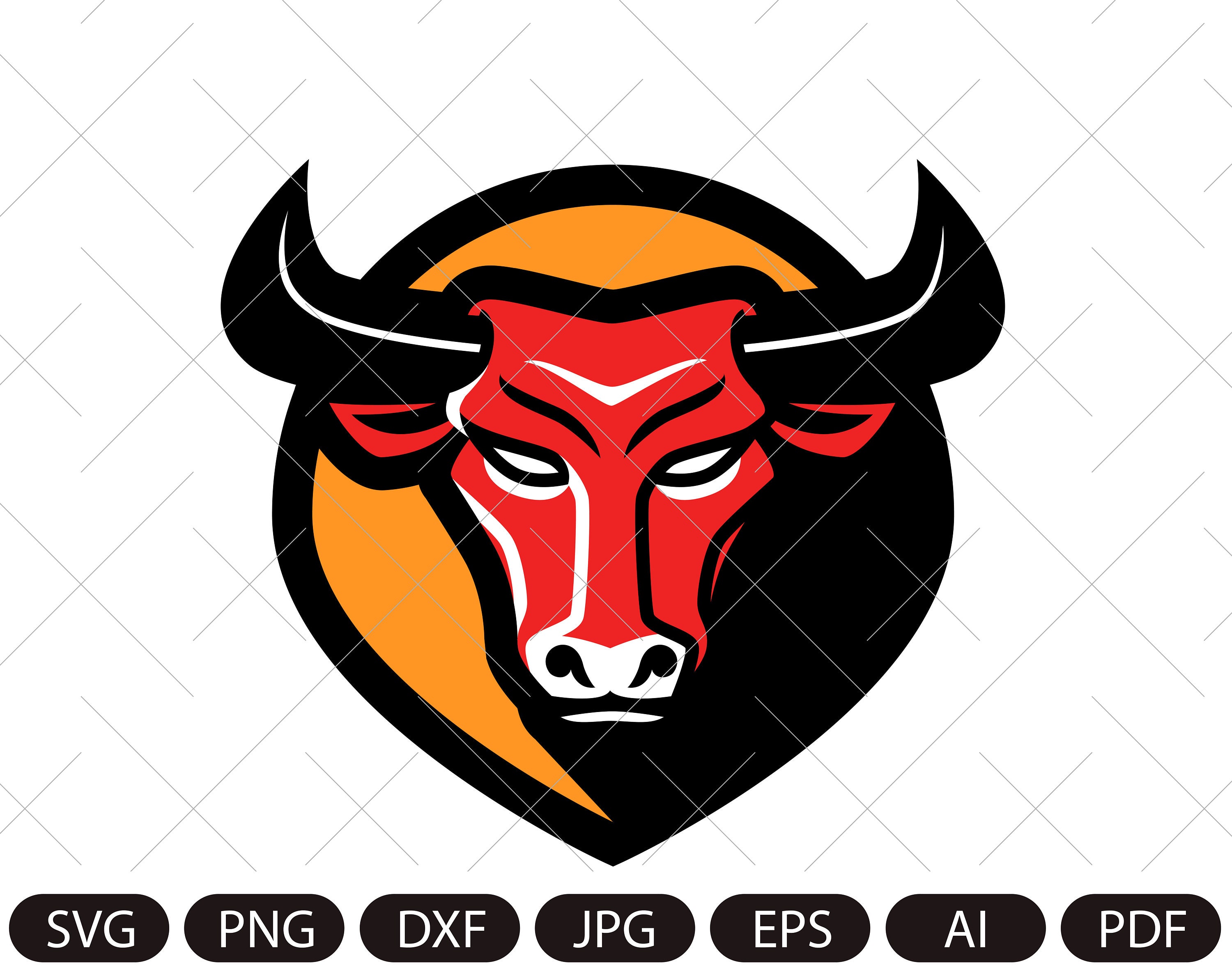 Bull SVG. Bull Head Svg Vector. Aggressive Bull Emblem or Mascot ...