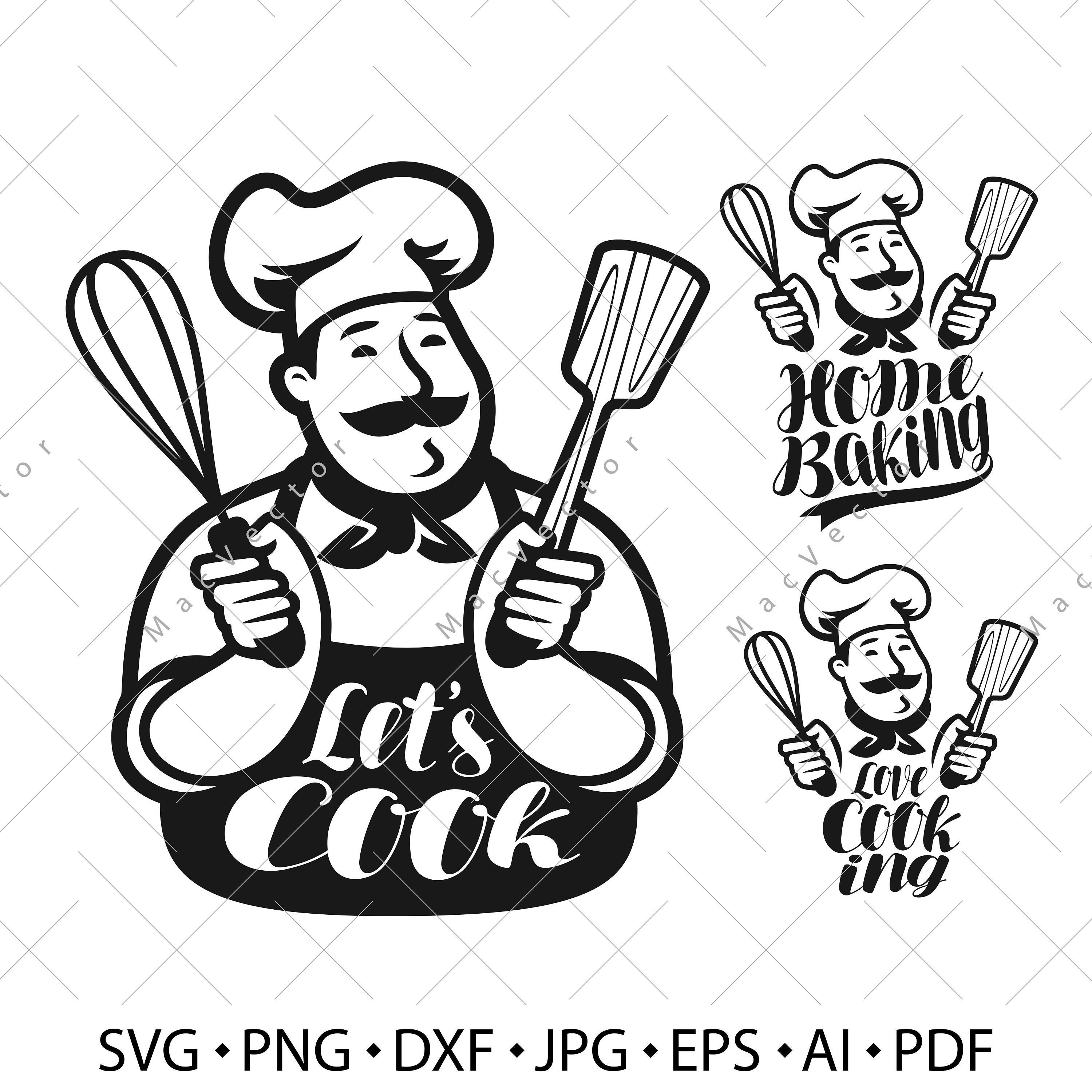 Chef SVG. Cooking Concept Vector Print. Portrait of Cook Drawing ...