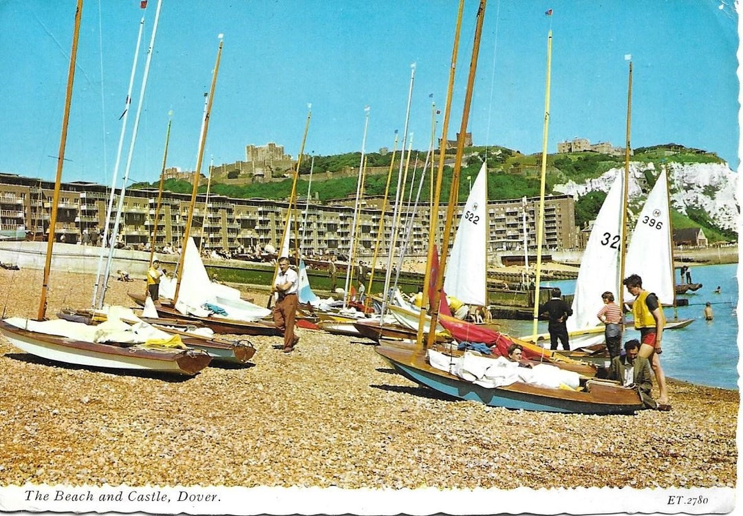 Vintage Postcard, the Beach & Castle, Dover, Kent, England, Antique ...