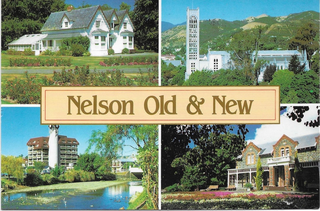 Nelson Old & New, New Zealand, Vintage Postcard, Genuine Real Photo ...