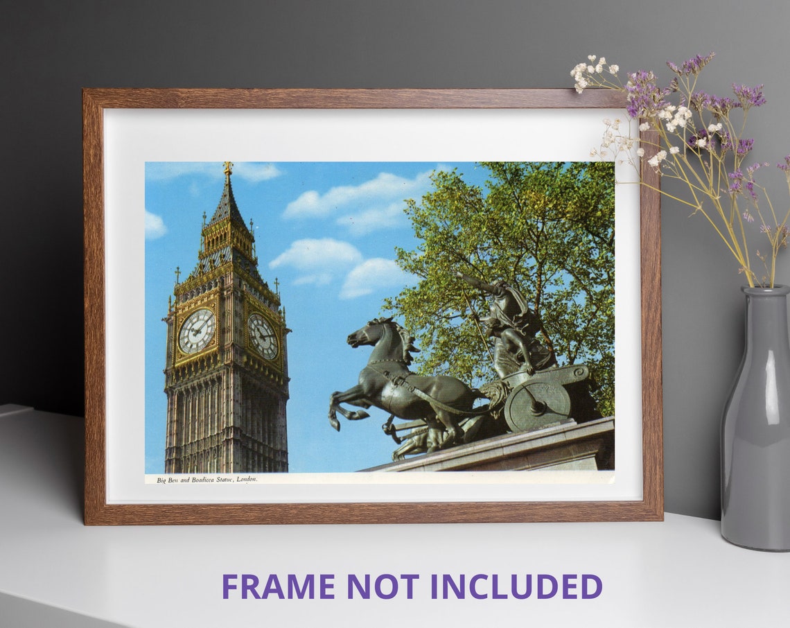 Big Ben and Bodicea Statue, London, England Vintage Postcard, Genuine ...