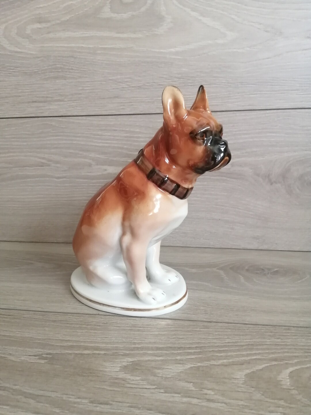 Bulldog boxer Vintage Soviet Porcelain Big Dog Figurine Lomonosov USSR ...