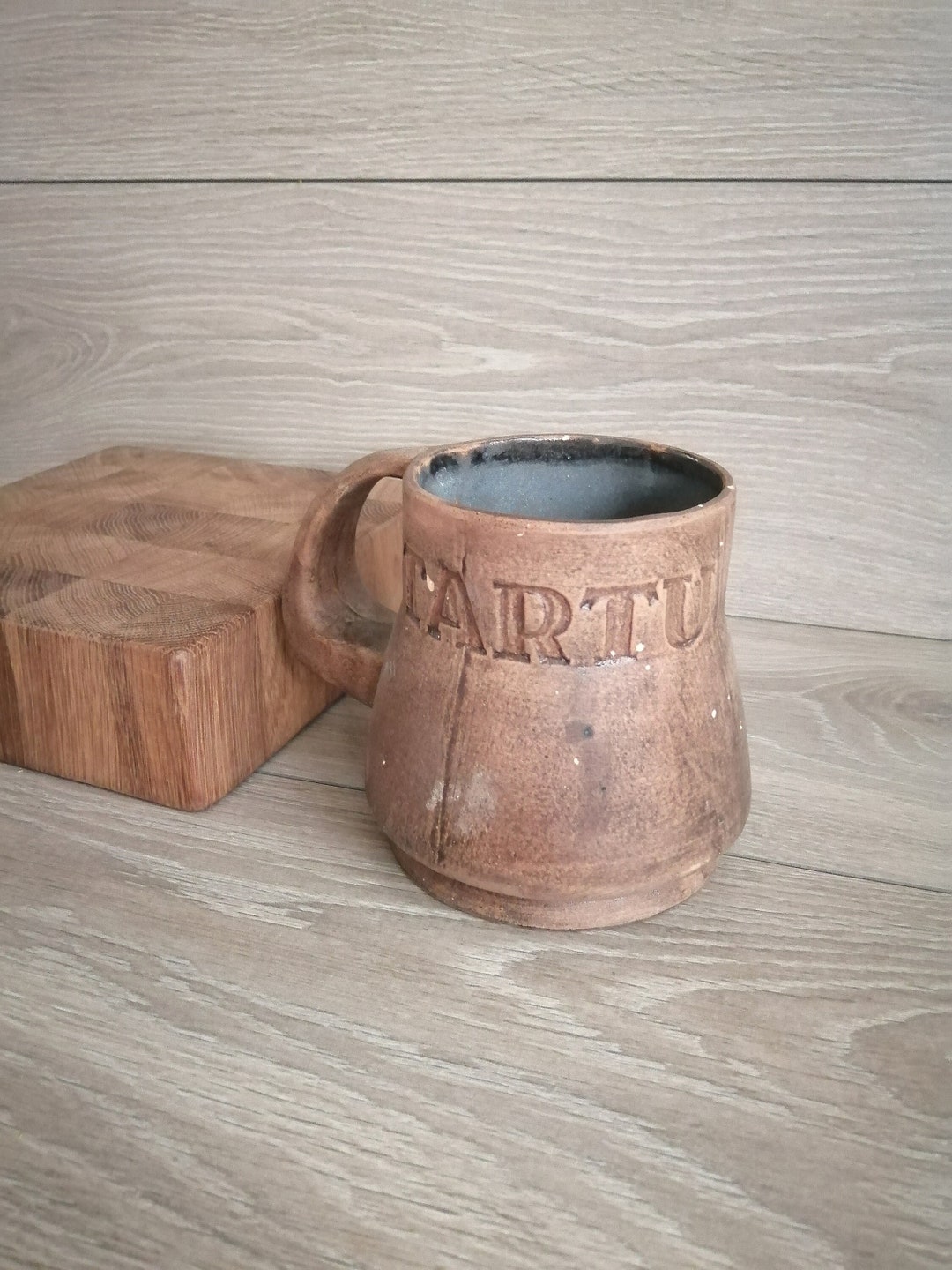 Ceramic Beer Mug TARTU With Handle Made in Estonia Bear Stein Dimple ...