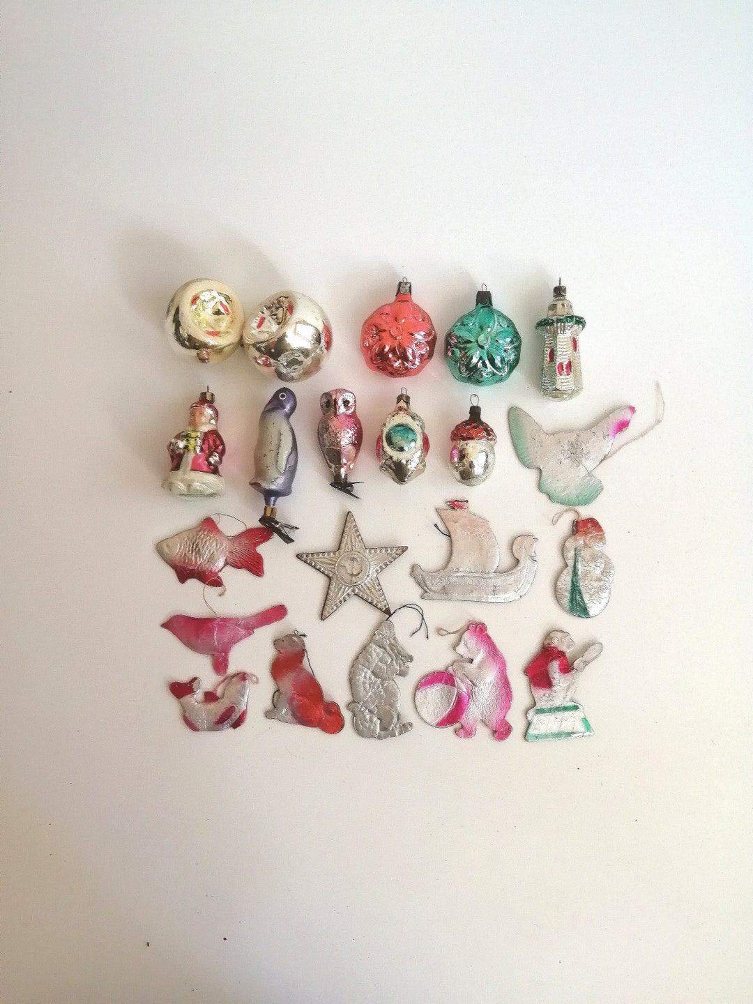 Vintage Glass Christmas Tree Toys Soviet USSR Xmas Ornament Retro ...