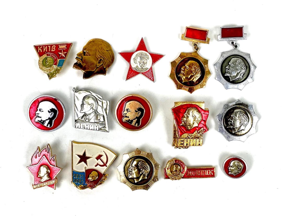 Vintage Soviet Badges: Red Star, Guards Brass Badge, Hammer & Sickle ...