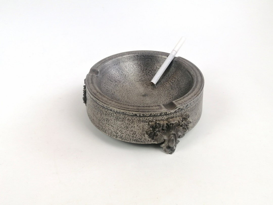 Vintage Pewter Ashtray, Heavy Tin Ashtray With Legs, 1970s - Etsy