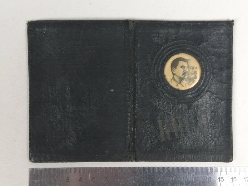 1950 Soviet Union Communist Party Member Ticket Cover Lenin and Stalin ...