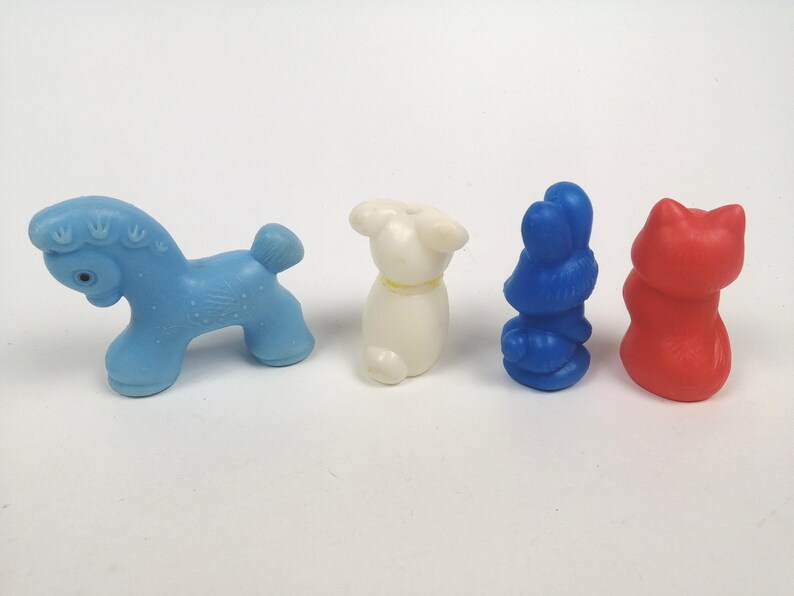 Vintage Plastic Toys ANIMALS Fox, Horse, Hare, Dog Made in USSR Four ...
