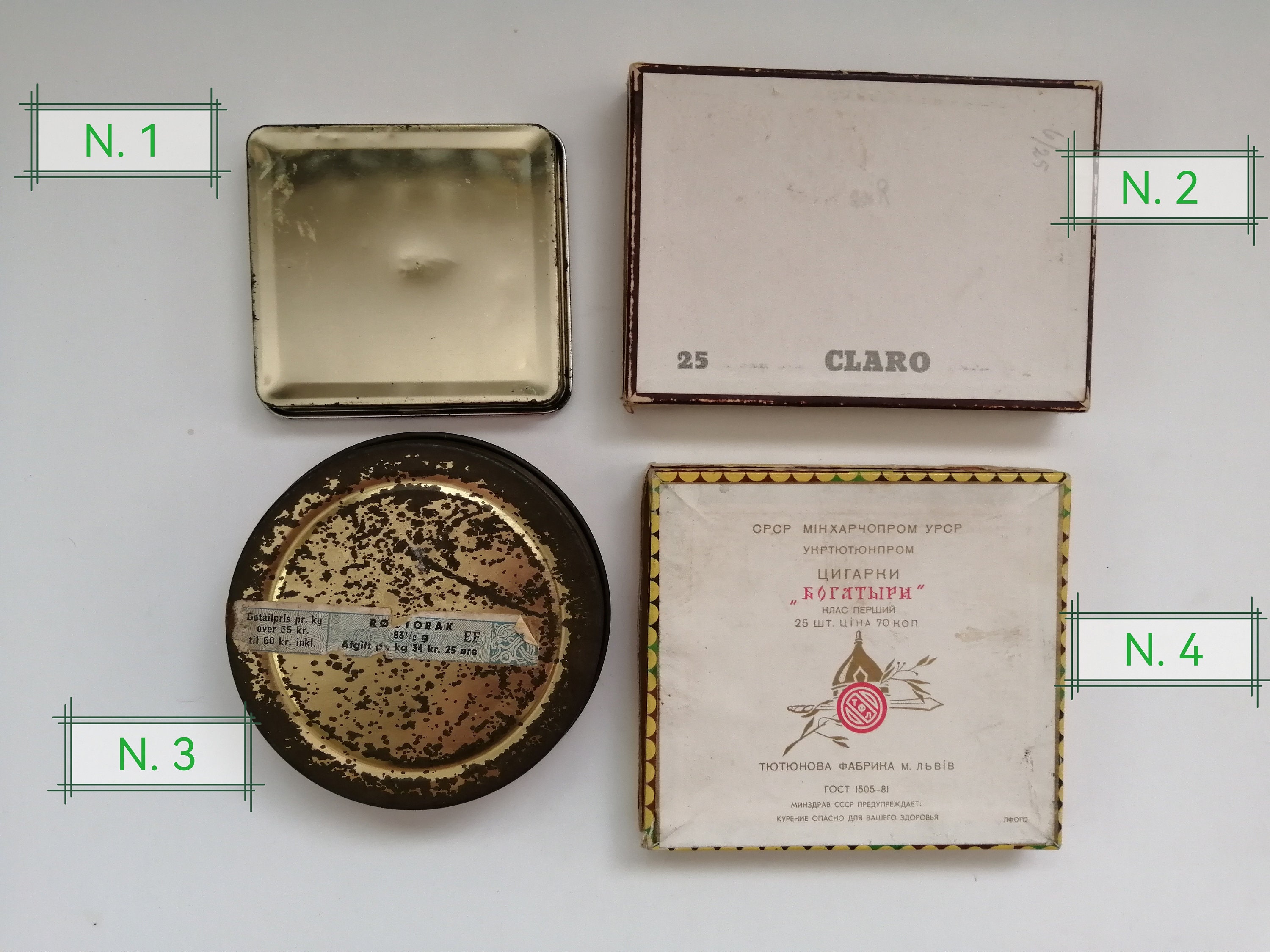 Vintage Empty Tins and Cardboard Boxes for Cigarette , Cigarillos ...