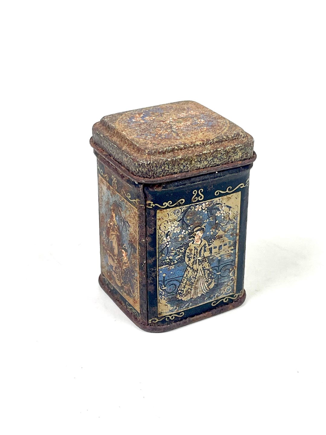 Vintage Small Tin Box From Chinese Tea - Etsy