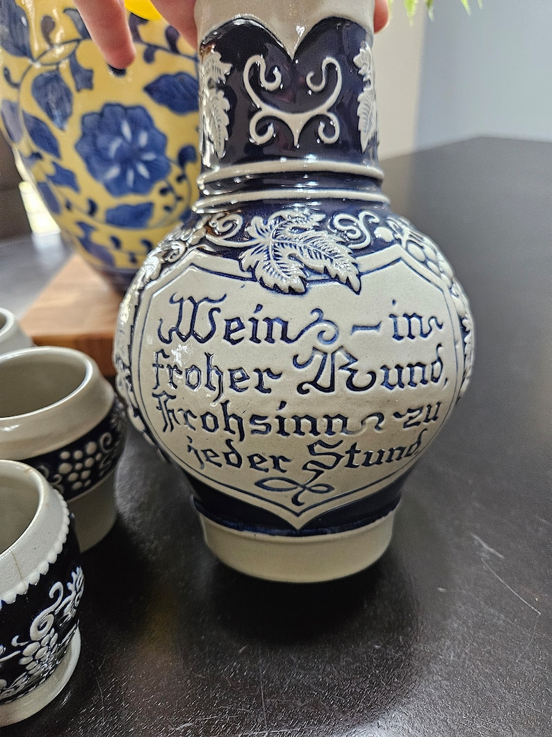 Geritz Gerz West Germany Pottery Wine Pitcher With 9 Cups - Etsy